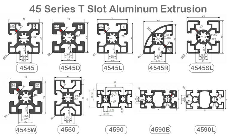 45 Series T-Slot Aluminum Extrusion Profile Manufacturer & Supplier